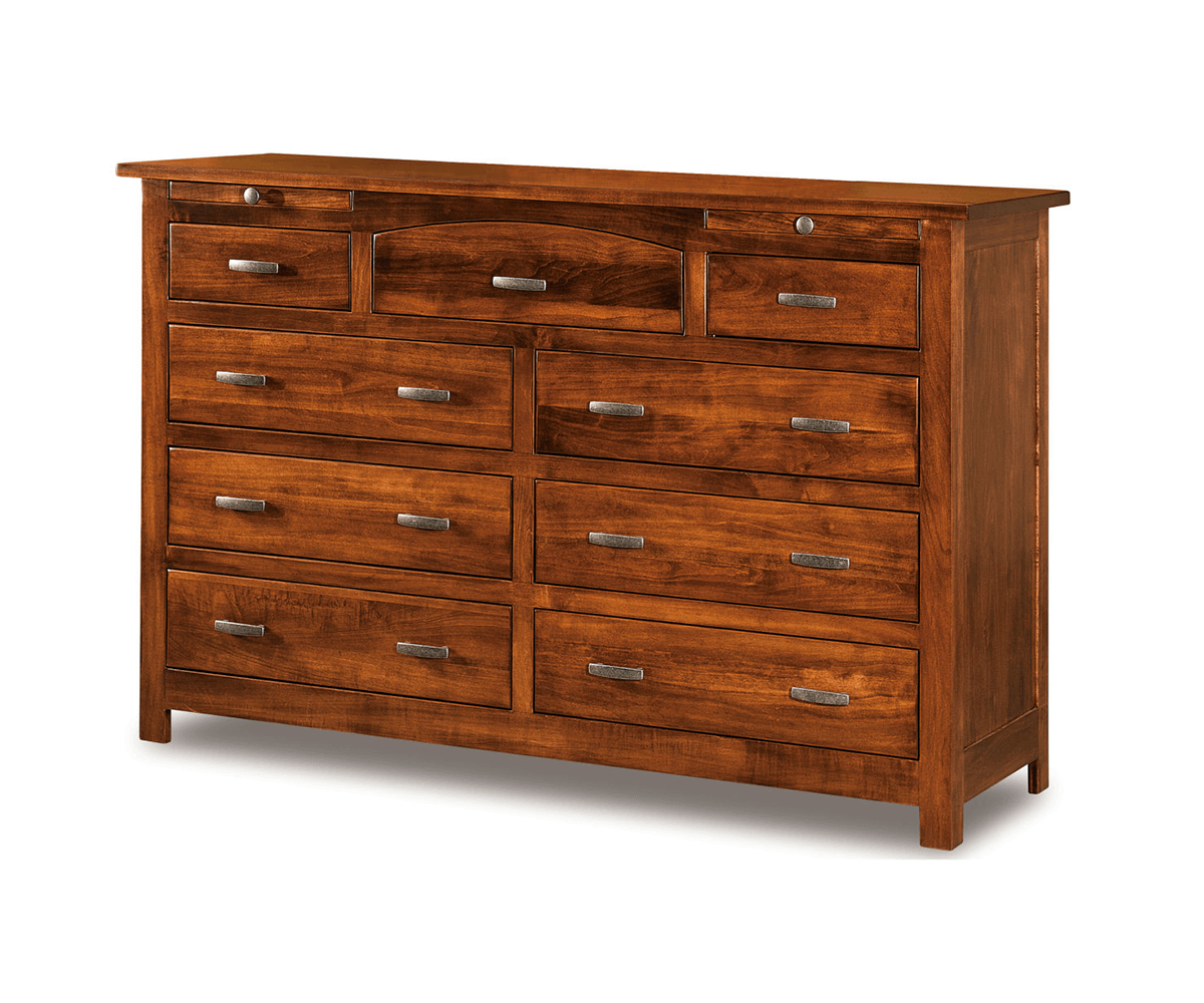 Flush 9 Drawer Mission Dresser with Jewelry Drawers - Salome Furnishings